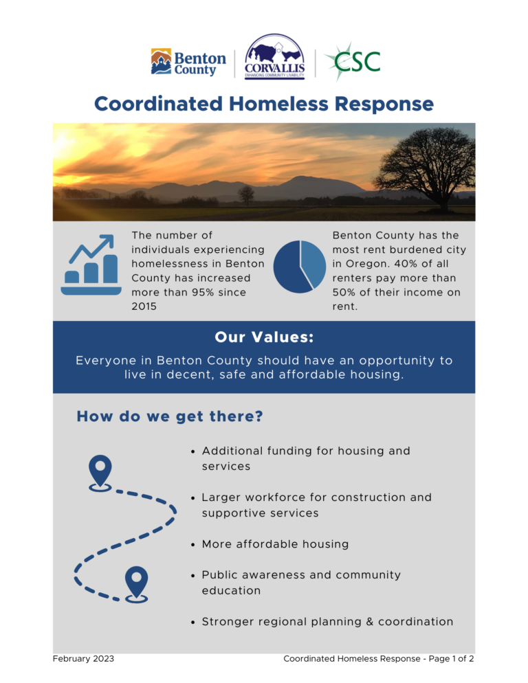 Coordinated Homeless Response - Benton County Health Department, Oregon
